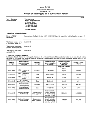 Fillable Online Form 605 Corporations Act 2001 Section 671B Notice ...
