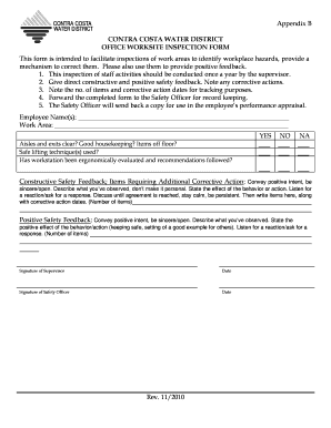 Fillable Online OFFICE WORKSITE INSPECTION FORM - ccwd-staff.com Fax ...