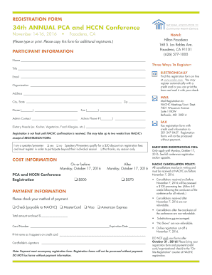 Fillable Online REGISTRATION FORM 34th ANNUAL PCA and HCCN Fax Email ...