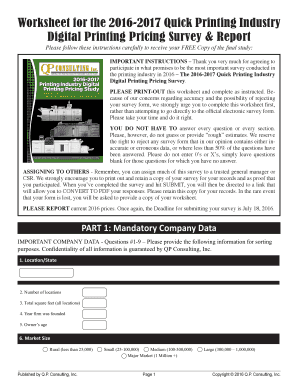 Fillable Online Worksheet for the 2016-2017 Quick Printing Industry Fax ...