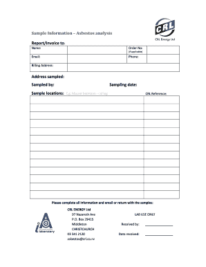 Fillable Online crl co Asbestos sample submission form Fax Email Print ...