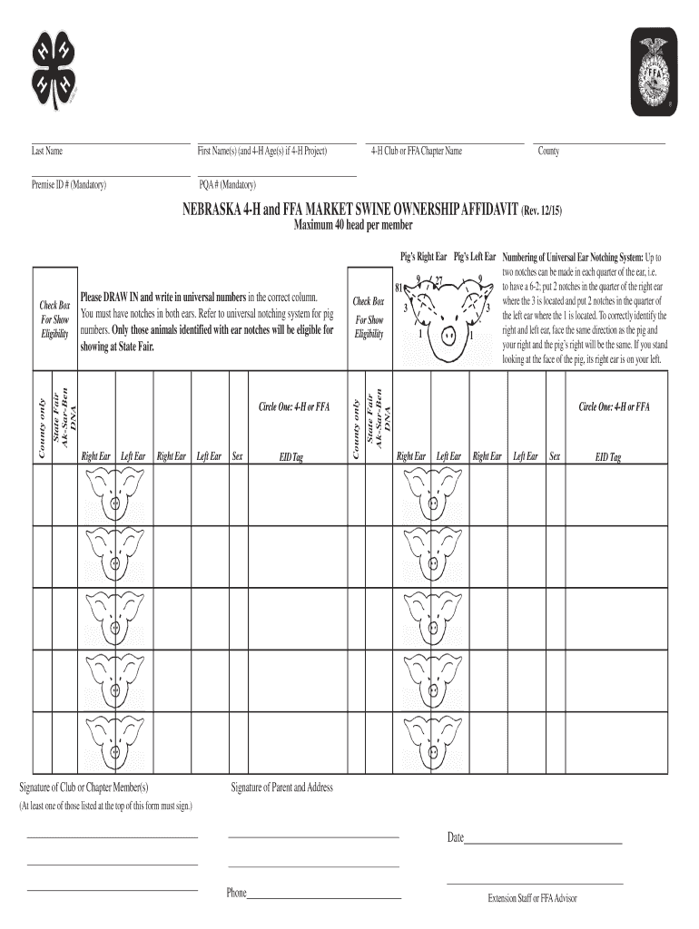 Fillable Online extension unl First Name(s) (and 4-H Age(s) if 4-H ...