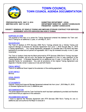 Fillable Online Vehicle Towing Contract - Town of Jackson Fax Email ...