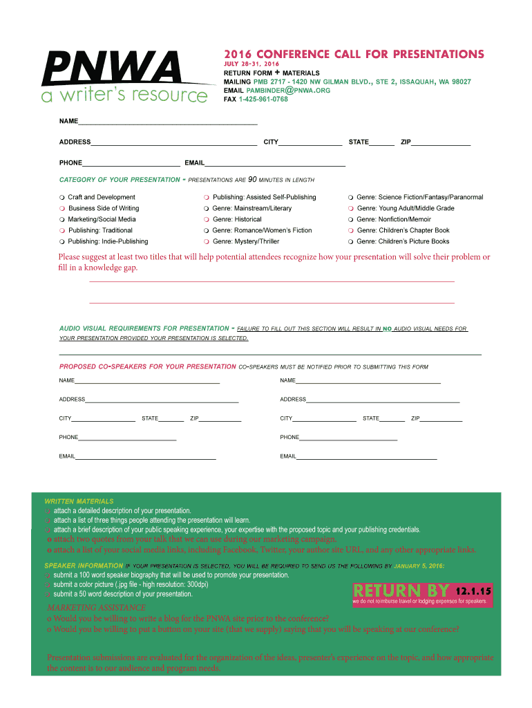Fillable Online pnwa RETURN BY - c.ymcdn.com - pnwa Fax Email Print - pdfFiller