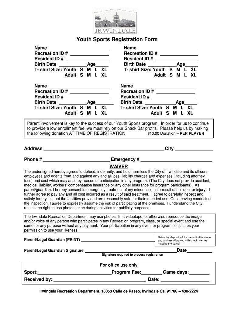 Fillable Online Recreation ID # Fax Email Print - pdfFiller
