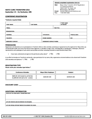 Fillable Online transformconference mayo Submit completed registration ...