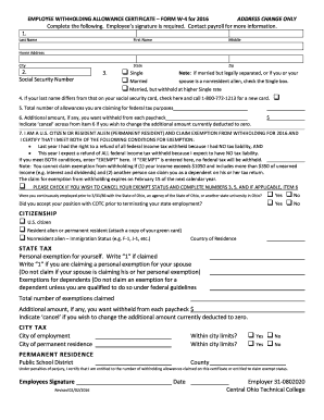 Fillable Online cotc EMPLOYEE WITHHOLDING ALLOWANCE CERTIFICATE FORM W ...