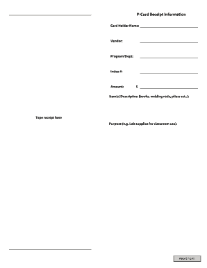 Fillable Online P-Card Receipt Information Fax Email Print - pdfFiller