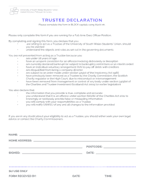 Fillable Online TRUSTEE DECLARATION Fax Email Print - pdfFiller