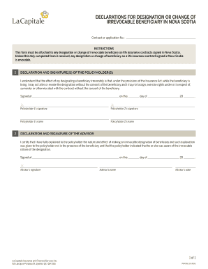 Fillable Online DECLARATIONS FOR DESIGNATION OR CHANGE OF Fax Email ...