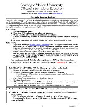 Fillable Online Curricular Practical Training (CPT) is F-1 work ...