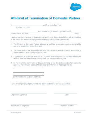 Fillable Online Affidavit of Termination of Domestic Partner Fax Email ...