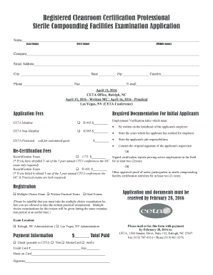 Fillable Online cetainternational Sterile Compounding Facilities Examination Application ...