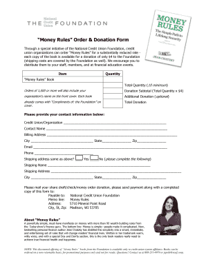 Fillable Online ncuf Money Rules Order & Donation Form Fax Email Print ...