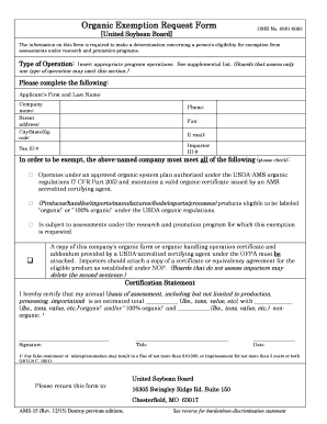 Fillable Online michigansoybean Organic Exemption Request Form ...