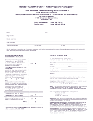 Fillable Online mcdr REGISTRATION FORM - ADR Program Managers* - mcdr ...