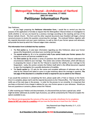 Fillable Online Metropolitan Tribunal Archdiocese of Hartford Fax Email ...
