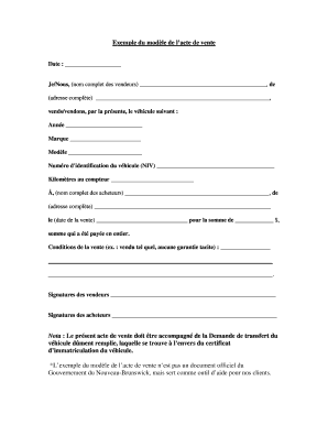Fillable Online pxw1 snb Exemple du mod le de l acte de vente Fax Email ...