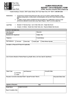 Fillable Online Submit an HR Report/Data Request Fax Email Print ...