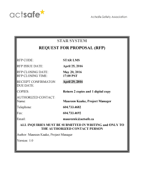 Fillable Online Actsafe STAR RFP - The RFP Database Fax Email Print ...
