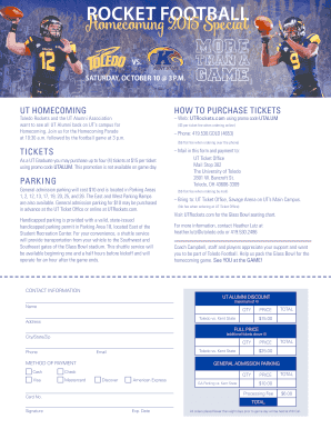 Fillable Online UT HOMECOMING TICKETS PARKING HOW TO ... - UTRockets ...