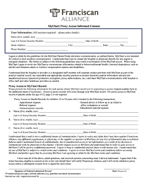 Fillable Online MyChart Proxy Access Informed Consent - franciscanhealth.org Fax Email Print ...
