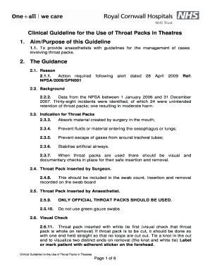Fillable Online rcht nhs Clinical Guideline for the use of throat packs ...