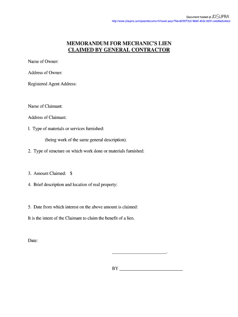 Fillable Online Memorandum of Mechanic's Lien GC .doc Fax Email Print ...