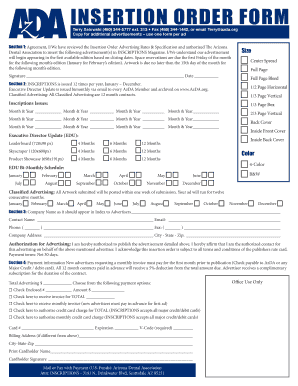 Fillable Online azda INSERTION ORDER FORM - Arizona Dental Association ...