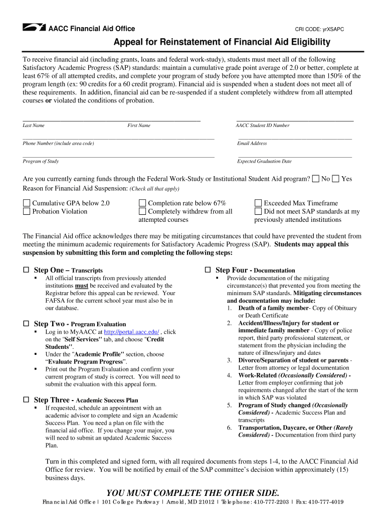 Fillable Online aacc CRI CODE: yrXSAPC Fax Email Print - pdfFiller