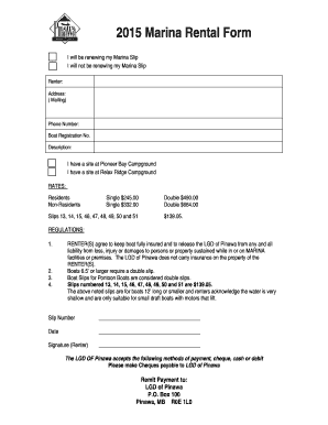 Fillable Online 2015 Marina Rental Form - Pinawa Fax Email Print ...
