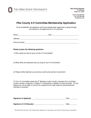 Fillable Online pike osu Pike County 4-H Committee Membership ...