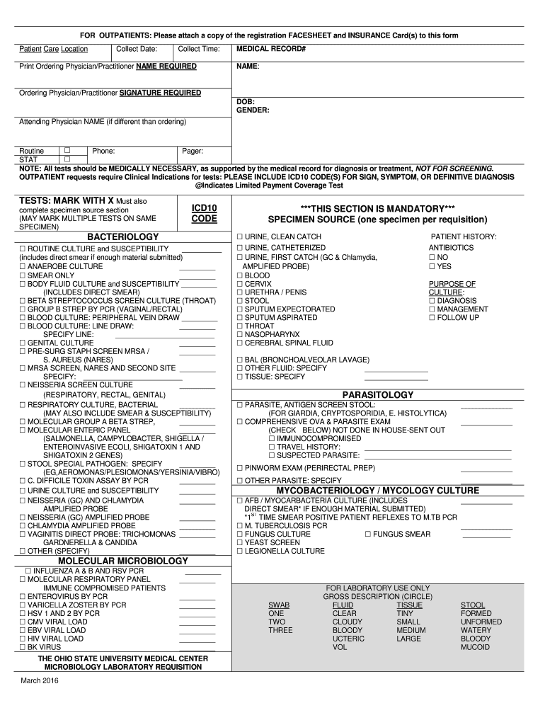 Fillable Online TESTS: MARK WITH X ICD10 ***THIS SECTION IS MANDATORY ...
