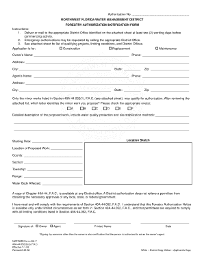 Fillable Online FORESTRY AUTHORIZATION NOTIFICATION FORM Fax Email ...