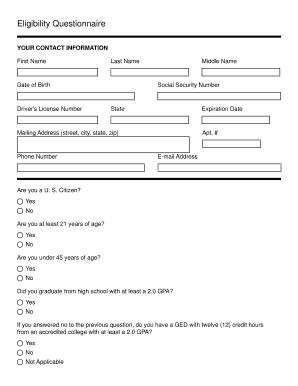 Fillable Online APPLICANT ELIGIBILITY QUESTIONNAIRE Fax Email Print ...
