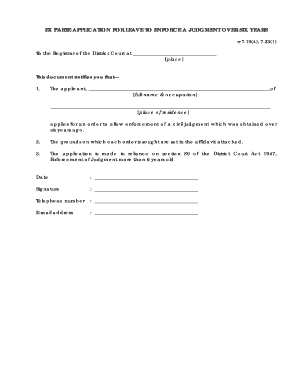 Fillable Online justice govt ex parte application for leave to enforce ...