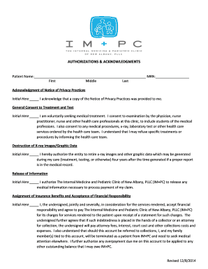 Fillable Online AUTHORIZATIONS & ACKNOWLEDGMENTS Fax Email Print - pdfFiller