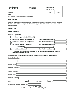 Fillable Online ista ISTA FORM 0045 Fax Email Print - pdfFiller
