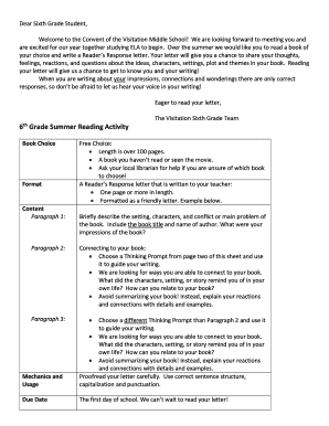 Fillable Online Dear Sixth Grade Student, Fax Email Print - pdfFiller