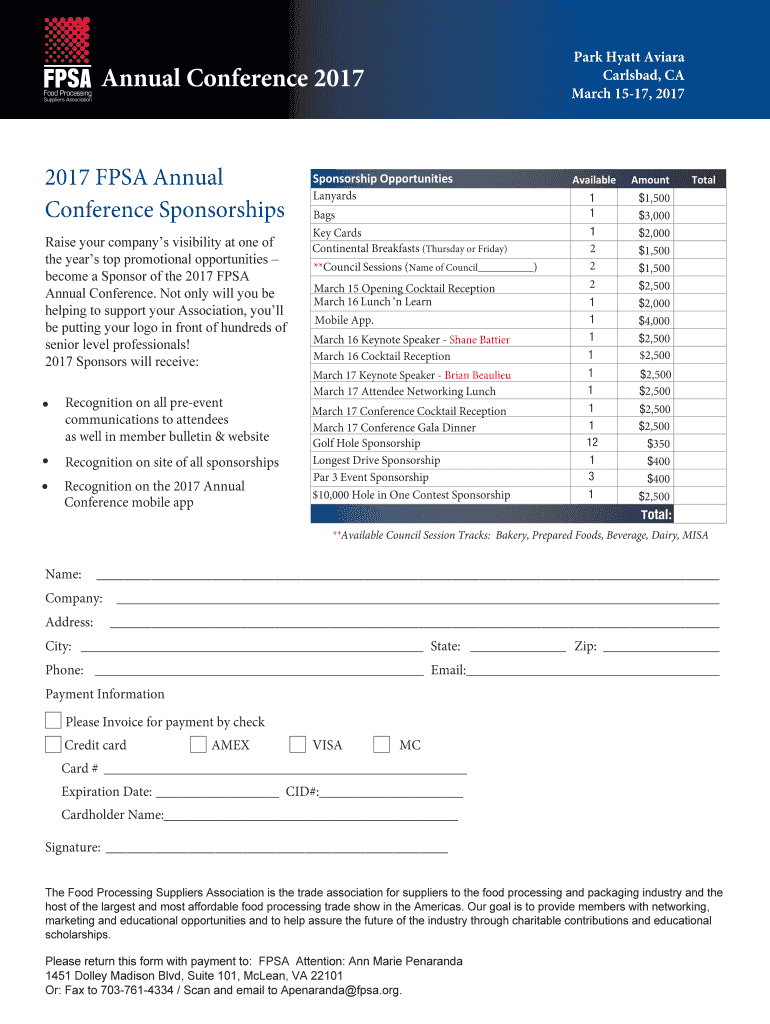 Fillable Online Annual Conference 2017 Fax Email Print - pdfFiller