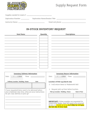 Fillable Online Supply Request Form - syp.mtu.edu Fax Email Print ...
