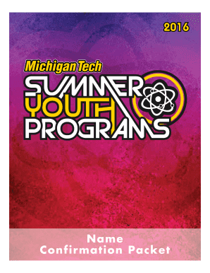 Fillable Online Name Confirmation Packet - Summer Youth Programs ...