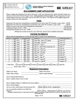 Fillable Online Summer Camp Registration Form 2015.docx Fax Email Print ...