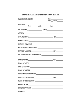Fillable Online stjohnstampa CONFIRMATION INFORMATION BLANK ...