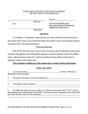 Fillable Online courts oregon EX PARTE MOTION AND Fax Email Print ...