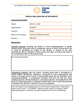 Fillable Online PUBLIC DECLARATION OF INTERESTS Fax Email Print - pdfFiller