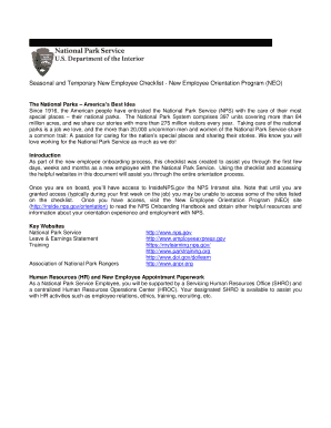 Fillable Online Seasonal and Temporary New Employee Checklist - New Employee Orientation Program ...