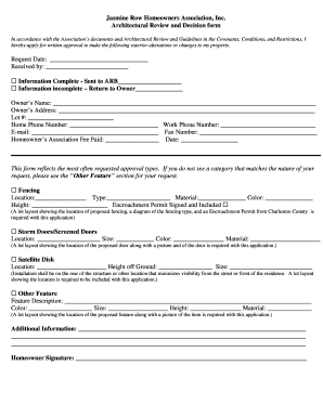 Fillable Online Jasmine Row ARC Request Form Fax Email Print - pdfFiller