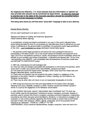 Fillable Online Sample Waiver Wording.docx Fax Email Print - pdfFiller