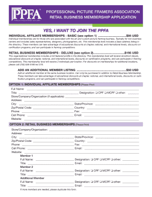 Fillable Online PPFA Membership Application-IND PPFA Membership ...